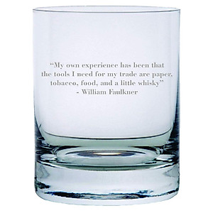 William Faulkner Quote Etched Crystal Rocks Whisky Glass