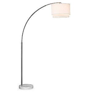 Major-Q Modern 81" Arc Tall X-LARGE Living Room-Stand Up Arching Drum Shade Large Floor Lamp with Real Marble Base for Bedrooms-Corner Lamp for Office Lighting (White)