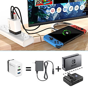 Portable Switch Dock/for iPhone 15 Charger,ShuOne USB C to HDMI Adapter, for Nintendo Switch/OLED with 4K@60Hz HDMI/USB2.0/PD Fast Charging Ports,USB C to USB C Cable Included,Support Netflix,YouTube