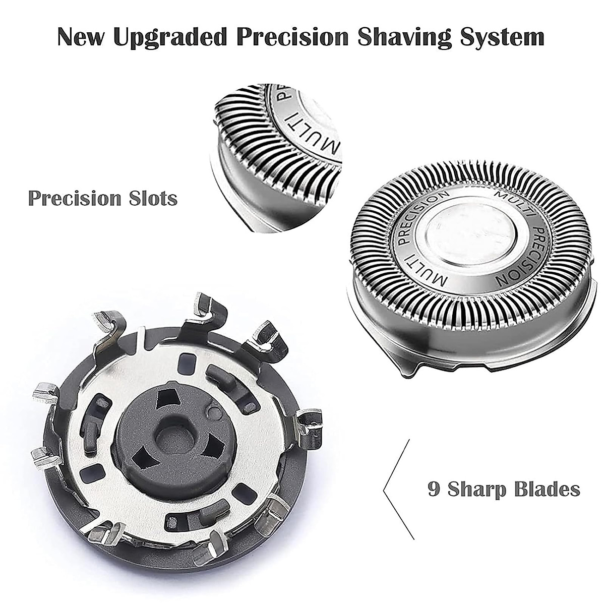 Suleto SH50/52 Replacement Heads Compatible with Philips Series 5000 Electric Shaver, Sh50 Replacement Blades Head Compatible with noreclo Series 5000, ATXX(S5xxx), PTXX (PT8xx, PT7xx) 3-Pack W/Brush