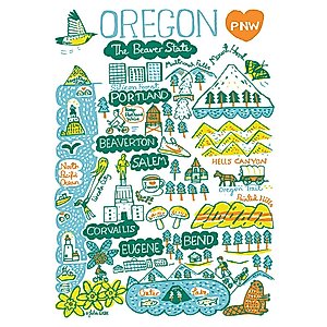 Allport Editions Statescapes Oregon Kitchen Towel - 100% Cotton Kitchen Dish Towel