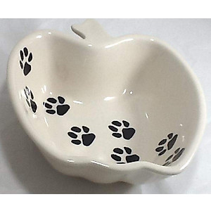 Apple Bowl Shaped Dish Paw Prints Pet Lover Stocking Stuffer Polish Pottery
