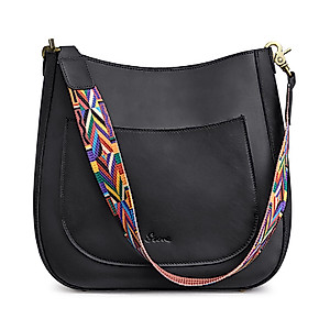 S-ZONE Women Genuine Leather Hobo Bag Crossbody Bucket Purse Vintage Shoulder Handbag with Woven Strap
