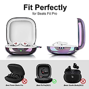 Beats Fit Pro Case Cover, Filoto Hard Case for Apple Beats Fit Pro 2021 Shockproof Protective Earbuds Case with Keychain Accessories for Men Women（Purple）