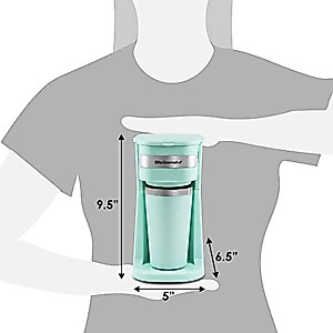 Elite Gourmet EHC113M Personal Single-Serve Compact Coffee Maker Brewer Includes 14Oz. Stainless Steel Interior Thermal Travel Mug, Compatible with Coffee Grounds, Reusable Filter, Mint