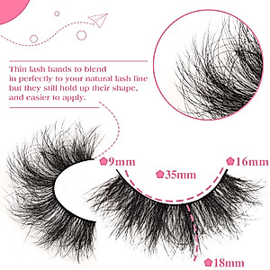 JIMIRE Flare Mink Lashes Fluffy Wispy False Lashes Pack Fluttery 10D Multi-dimensional Volume False Eyelashes 5 Pairs