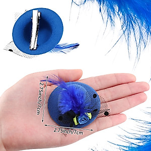 12 Pieces Tea Party Fascinator Hats with Flowers, Feathers, and Bows - Decorative Mini Top Hair Accessories for Toddler Costume