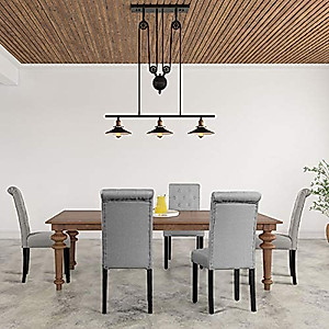 S AFSTAR Upholstered Dinning Chairs Set of 4, Tufted Parsons Chairs with Solid Rubber Wood Legs & Adjustable Feet, High Back Padded Dining Chairs for Kitchen Living Room Restaurant (4, Gray)