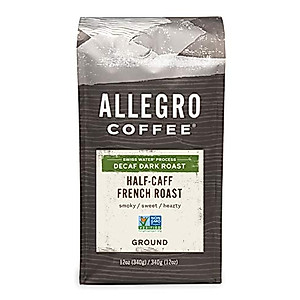 Allegro Coffee Half Caff, French Roast Ground Coffee, 12 oz