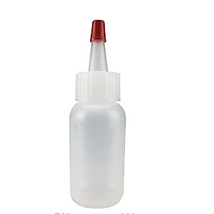 Caribbean Coastal Delights Squeeze Bottles, LDPE Plastic Bottles, Natural Boston Round Bottles, Yorker Spout Red Caps, Tips have .30 Hole (1oz, 20/410 Neck, (5pack)
