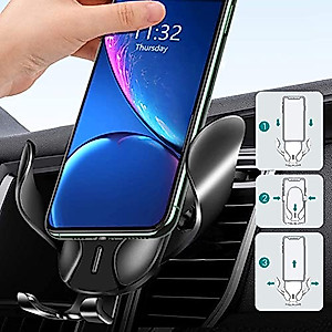 Wireless Car Charger, 15W/10W Fast Charging Car Mount, Air Vent Cell Phone Holder for Car, Universal Car Phone Holder Cradle Compatible with iPhone 13/12/11, Samsung S21/S20/S10, and More, Black