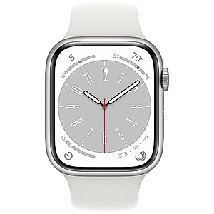 Apple Watch Series 8 (41MM, GPS) - Silver Aluminum Case with White Sport Band (Renewed Premium)