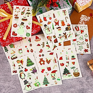 JUNEBRUSHS 20 Sheets Christmas Temporary Tattoos for Kids, Stocking Stuffers Christmas Party Favors Glow in Dark Tattoo Stickers Luminous Tattoos Face Make up Gift Filler Decoration for Boys Girls