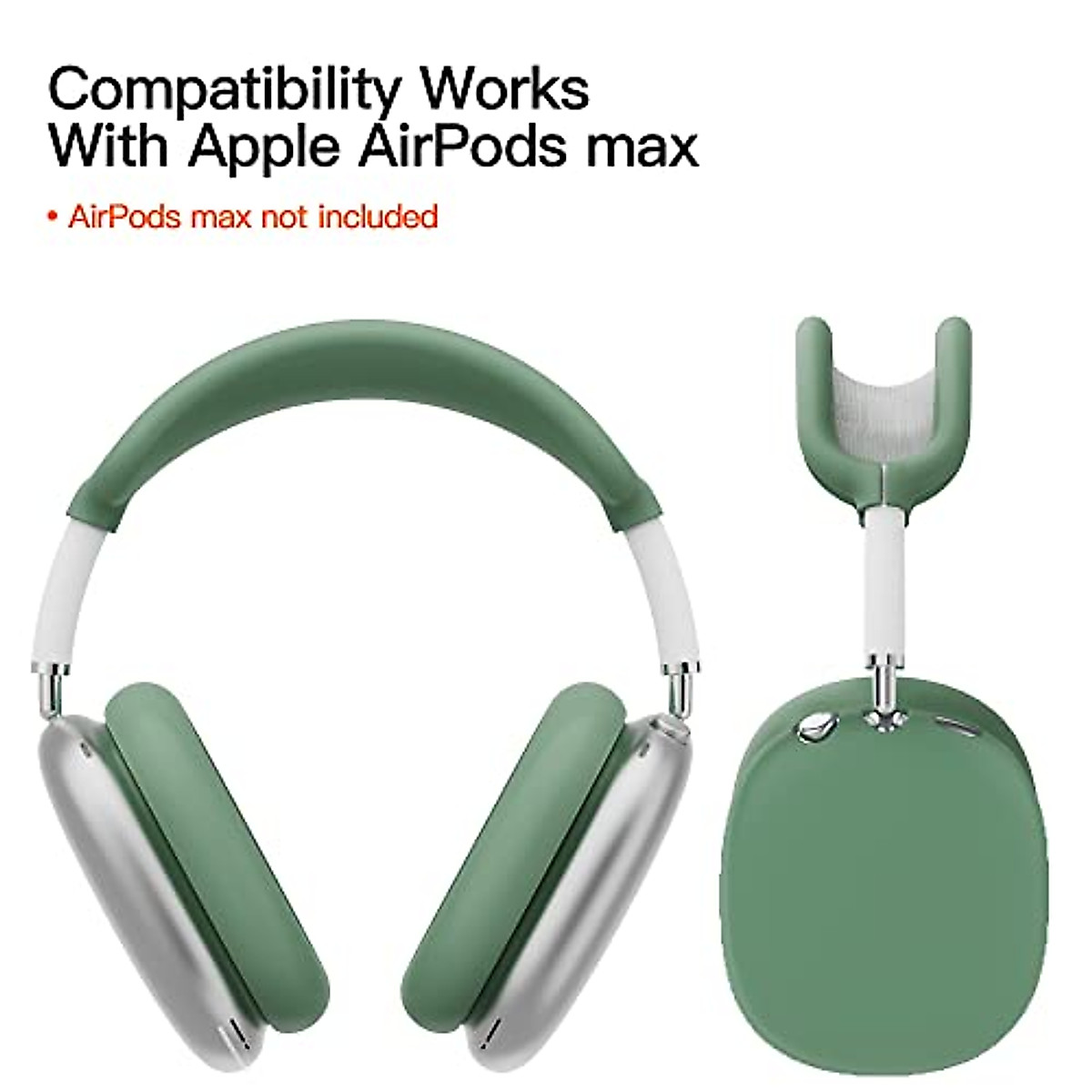 TUCANA Silicon Cases Compatible for AirPods Max, Overhead Cover + Earcup Cover + Ear Pad Cover (Green)
