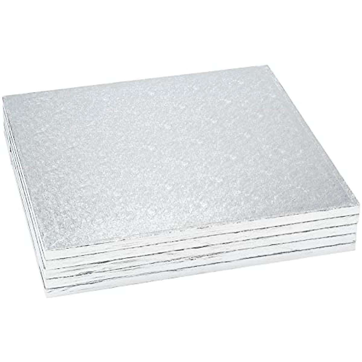 DecoPac Square Cake Drum, Foil Covered Cake Drum, Sturdy Half Inch Thick, Pack of 5, Silver - 14 Inch