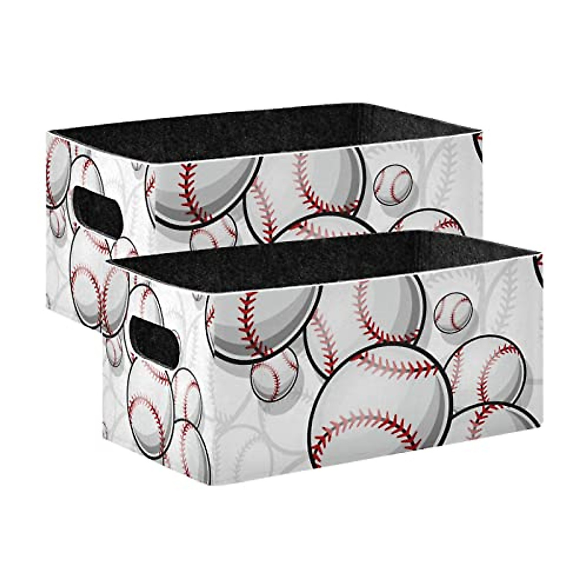 Kcldeci Baseball Softball Ball Graphics Storage Bins Baskets for Organizing 2Pack, Sturdy Storage Basket Foldable Storage Baskets for Shelves Closet Nursery Toy