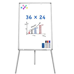 Easel Whiteboard - Magnetic Portable Dry Erase Easel Board 36 x 24 Tripod Whiteboard Height Adjustable, 3' x 2' Flipchart Easel Stand White Board for Office or Teaching at Home & Classroom