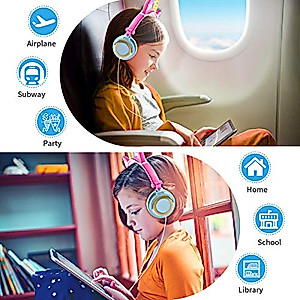 iFecco Kids Headphones, Boys Girls Teens Foldable Adjustable Wired On-Ear Headset 3.5mm Audio Jack Stereo Tangle-Free, 85 dB Volume Limited Childrens Headphones for School Home, Travel