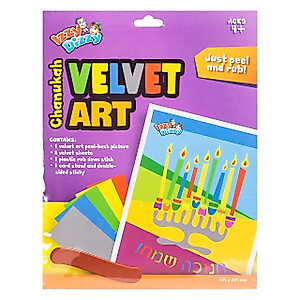 Izzy 'n' Dizzy Hanukkah Velvet Art Kit - 4 Packs of 6 Markers, 1 Velvet Poster - 12" x 8.5"- Chanukah Arts and Crafts - Gifts and Games