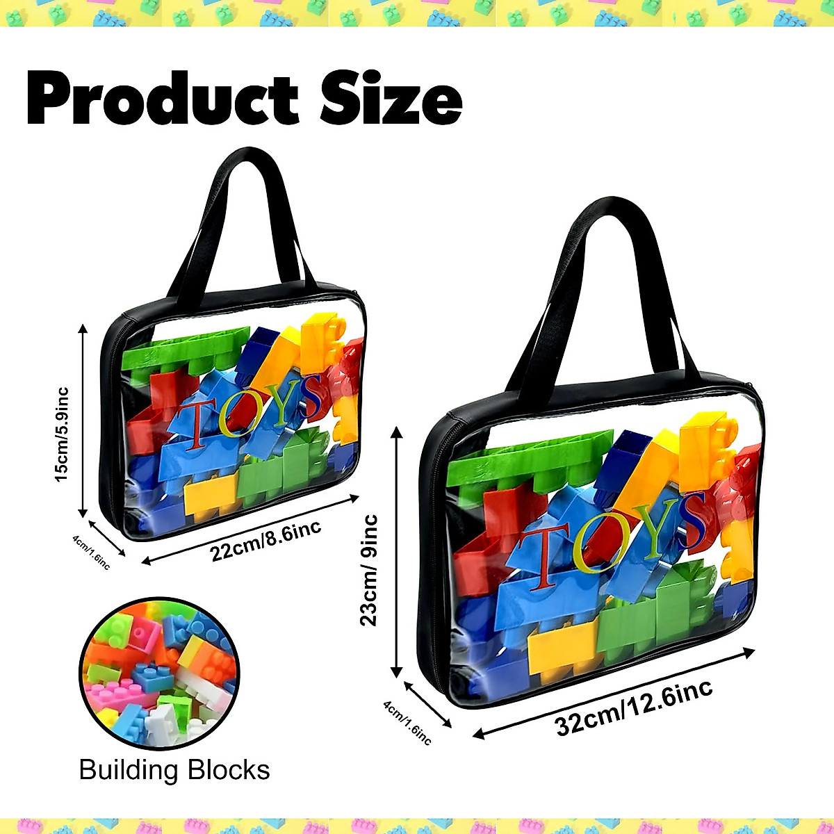 4 Packs Large Toy Storage Bags,Clear PVC Bags with Zipper,Toy Storage Organizer,Waterproof Toy Bags for Board Games, Building Blocks,Leather Material,TOYS design,(Big Size)