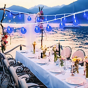 YZIXNUY Solar String Lights Outdoor Waterproof, 30.2FT 60 LED Crystal Globe Fairy Lights Solar Powered& USB Plug-in Powered with 8 Lighting Modes for Indoor Outdoor Party Home Backyard Wedding (Blue)