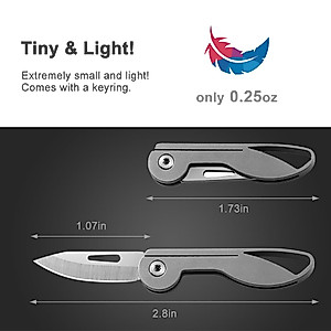 Joycube Titanium Alloy Small Keychain Knife, Mini Folding Pocket Knife, EDC Box Cutter, Gift for Women and Men (Titanium Alloy Handle/5Cr13 Steel Blade)