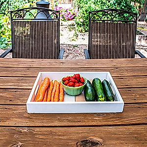 Decorative Wooden Serving Tray - Rustic Ottoman Tray for Coffee, Breakfast, Party, and Snacks.