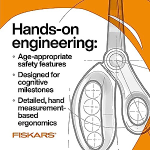 Fiskars Training Scissors for Preschoolers Ages 3+ (3-Pack), Small Kids Safety Scissors with Training Lever, Easy to Use, Preschooler Art Supplies, Back To School, Turquoise and Red