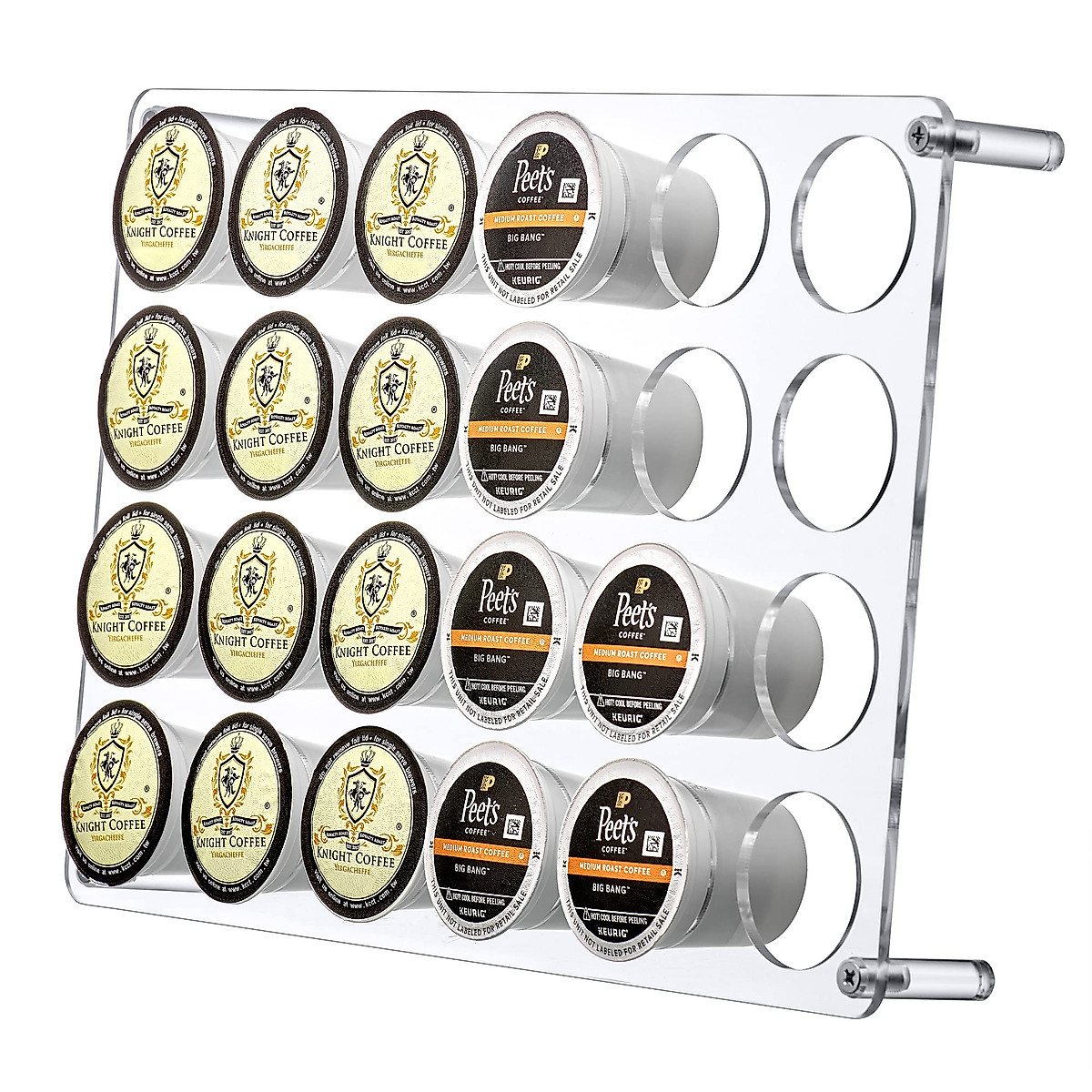 Amazing Abby 24-Slot Flat Acrylic Coffee Pod Holder, Large-Capacity Plastic Coffee Capsule Storage, BPA-Free and Shatter-Proof, Great for Use on Countertop or in Drawer, Up to 24 Keurig K-Cups