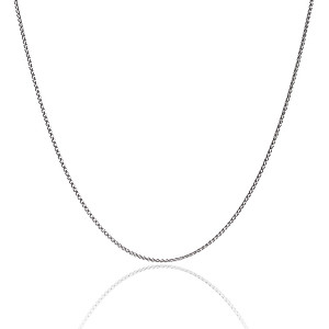 925 Sterling Silver Wheat Chain 1.5mm - Italian Spiga Sterling Silver Necklace Chain with Lobster Claw Clasp, Nickel Free 925 Silver Chain Necklace in lengths from 16-30 Inches