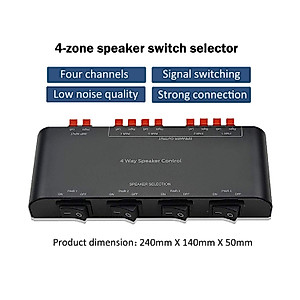 A ADWITS 4-Channel Speaker Switcher Selector Box with Terminal Claps 200W RMS Max 100W Switchable, Black
