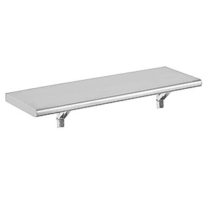 Concession Shelf 36"L x 12"W，22 gauge ASTM 304 Stainless Steel Folding Serving Food Shelf ，Wall Mount Shelving , Stainless Steel Shelf For Food Truck, grill area,BBQ working table, Restaurant .NSF
