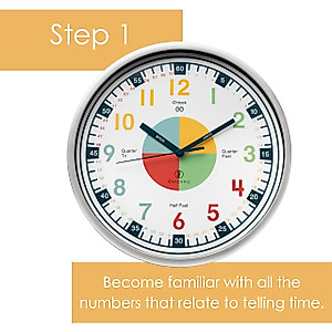 OWLCONIC Telling Time Teaching Clock - Bundled with Kids Watch. Learn to Tell Time Resources. Blue