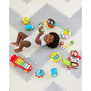 Skip Hop Baby Play Mat, Interlocking Foam Floor Tiles, 70" x 56", Playspot, Grey/Cream