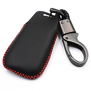 MJKEYAuto Black Leather 4 Buttons Smart Remote Key Fob Cover Chain Case for 2019 2018 2017 Audi A4 allroad A5 A6 A7 A8 Q5 Q7 R8 RS7 S4 S5 S6 S7 S8 SQ5 TT Quattro Sportback