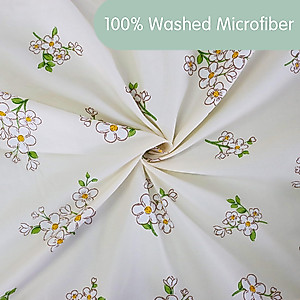 Usfivefam Floral Duvet Cover Set Queen,3pcs Green Floral Printed Duvet Cover Reversible Garden Style Patterned Bedding Set Botanical Comforter Cover with Zipper Closure,Soft and Luxury,90 * 90"