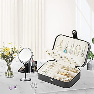 Smileshe Jewelry Box, PU Leather Small Portable Travel Case, 2 Layers Organizer Display Storage Holder Boxes for Rings, Earrings, Necklaces, Bracelets