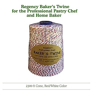 Regency Wraps Baker's Twine Cone, Colorful String for Tying Pastry Boxes, Wrapping Baked Goods, Gifts and DIY Crafts, 2,046 ft, Pack of 1, Red/White