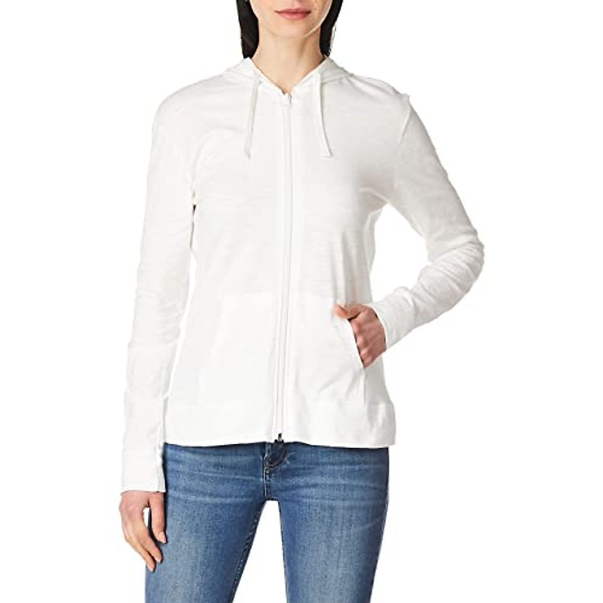 Hanes womens Slub Jersey fashion hoodies, White, X-Large US