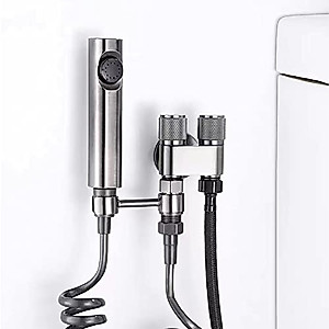 Handheld Toilet Bidet Sprayer, Stainless Steel Bidet Sprayer Adjustable Water Pressure Control Bidet Attachment with Hose Bracket