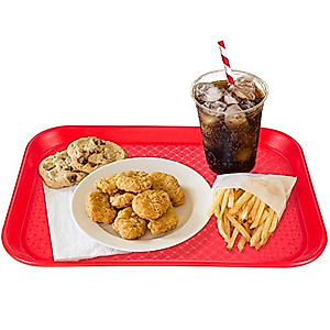 Fast Food Cafeteria Tray | 10 x 14 Rectangular Textured Plastic Food Serving TV Tray | School Lunch, Diner, & Commercial Kitchen Restaurant Equipment (Black)