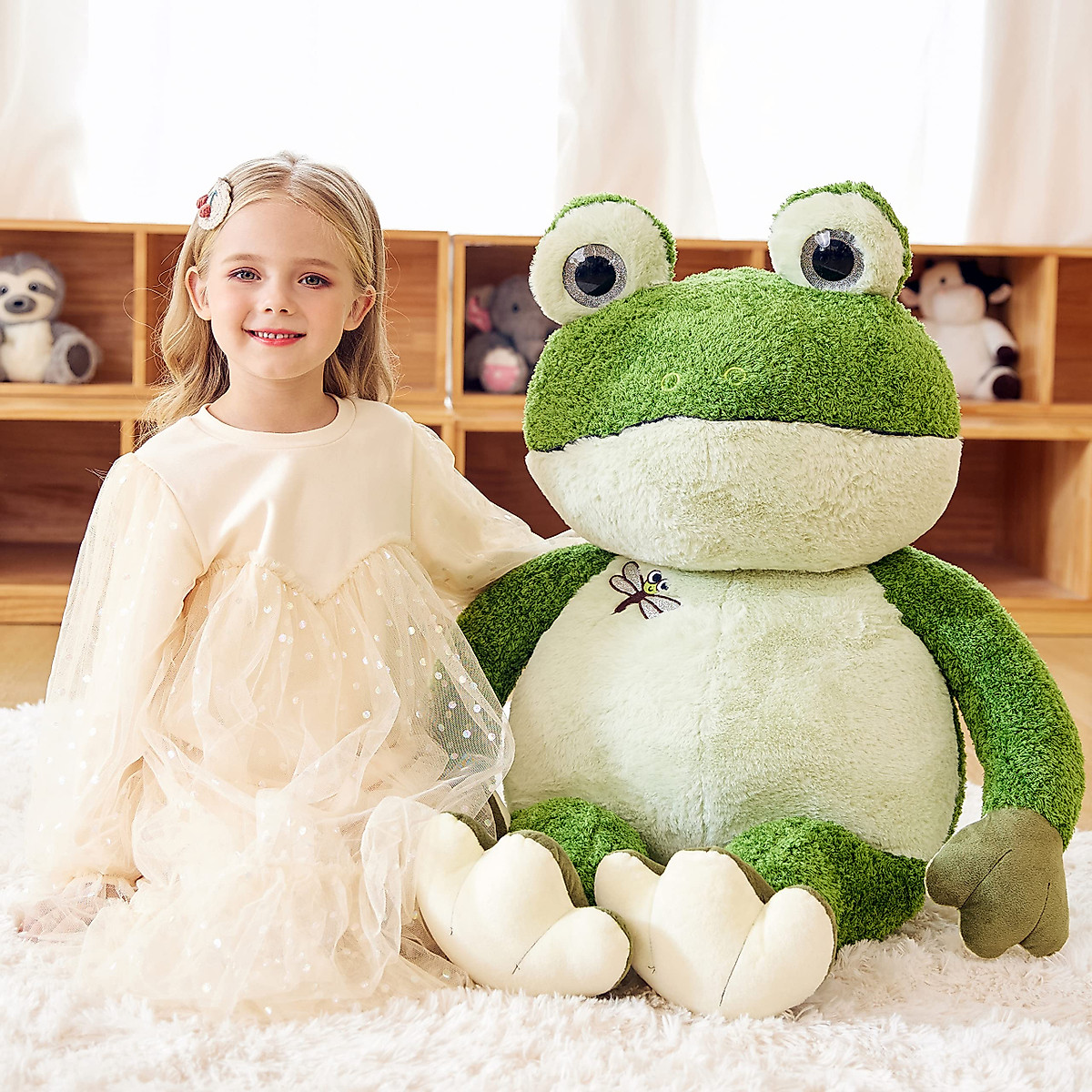 EARTHSOUND Giant Frog Stuffed Animal Plush Toy,Large Frog Jumbo Cute Soft Toys,Big Size Huge Fluffy Plushy Oversized Fat Plushie,Gifts for Kids Girls Boys Girlfriend (30 inches, Green)
