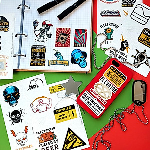 BulbaCraft 100Pcs Funny Electrician Stickers for Hard Hats, Electrician Hard Hat Stickers and Decals, Funny Electrician Gifts for Men, Gifts for Electrician Men, Electrician Gift Ideas