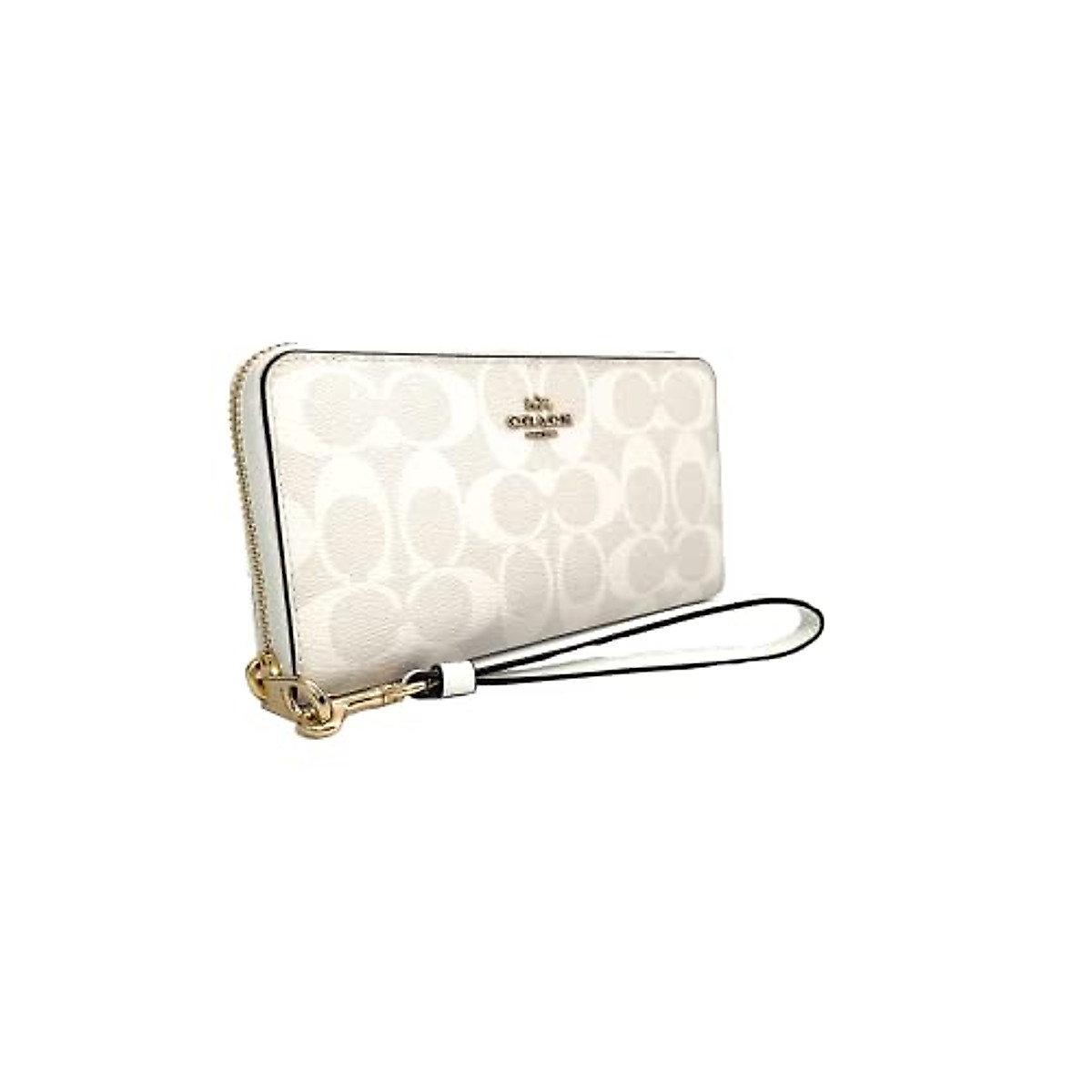 Coach Outlet Long Zip Around Wallet Wristlet In Signature Canvas, Chalk / Glacierwhite, One Size