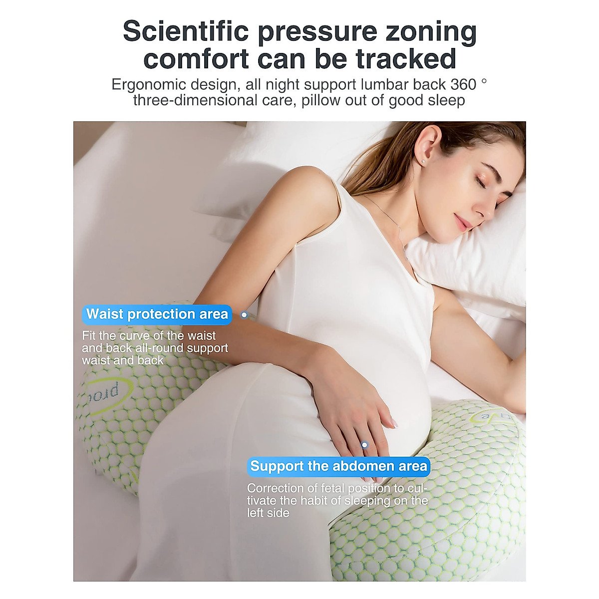 Busarilar Pregnancy Pillows for Sleeping, Maternity, Pregnancy Body Pillow Support for Back, Legs, Belly, HIPS of Pregnant Women, Detachable and Adjustable with Pillow Cover (Green, Small)