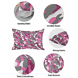 DuoPhi Pillow Covers Set of 2 Military Camouflage Camo Throw Pillow Covers Pink Farmhouse Style Pillowcase Cushion Cover for Sofa Couch Bed 12x20 Inch Lumbar Throw Pillow Cover