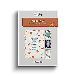 DaySpring - Encouraging You - 4 Floral Card Birthday Assortment with Scripture - 12 Birthday Boxed Cards & Envelopes (U1198)
