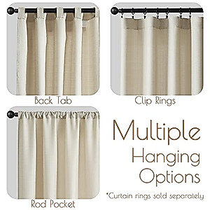 jinchan Beige Curtains for Living Room Linen Textured Curtains 84 Inches Long Farmhouse Curtains Casual Weave Back Tab Drapes Light Filtering Window Curtain 2 Panels Beige
