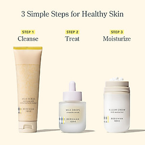 Beekman 1802 Milk Drops Ceramide Facial Serum - Squalane Oil, Hyaluronic Acid & Goat Milk Face Moisturizer - Boosts Skin Radiance & Hydrates Deeply - Fragrance Free - For Oily/Acne Prone Skin