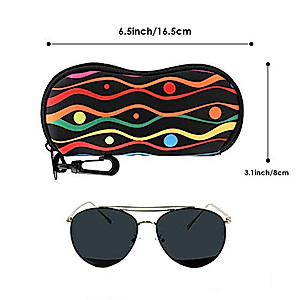 MoKo Sunglasses Soft Case Ultra Light Neoprene Zipper Eyeglass Case with Clip, Zigzag Stripe